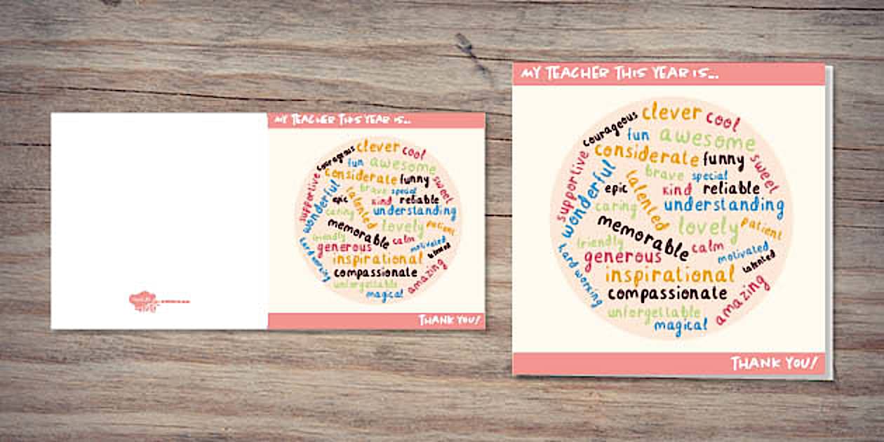 Teacher Appreciation Word Shape Card | Twinkl Party - Twinkl