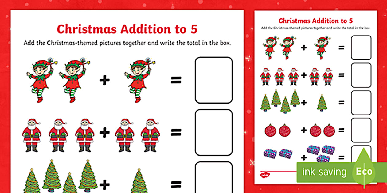 👉 Christmas Addition to 5 Activity (Lehrer gemacht)