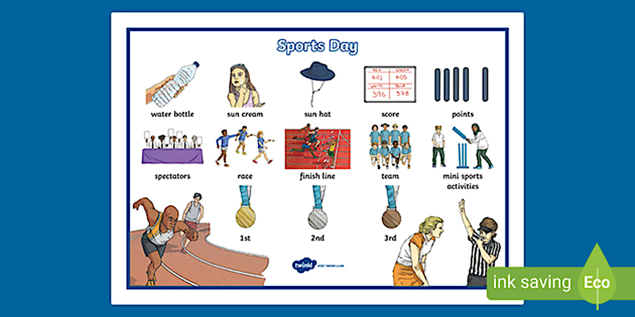 Cursive Sports Day Word Mat (Hecho por educadores) - Twinkl