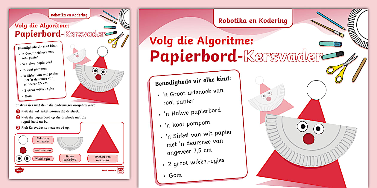 Graad 1 - Robotika en Kodering - Papierbord-Kersvader