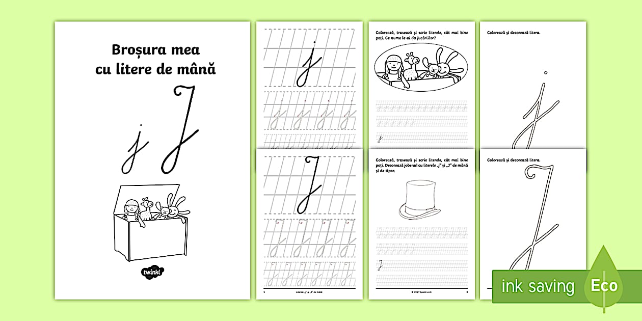 Scrierea literelor „j” și „J” de mână - Broșură cu activități