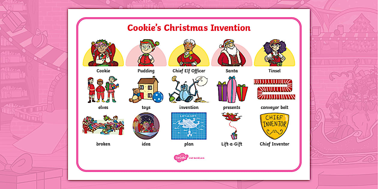 Cookie's Christmas Invention Word Mat
