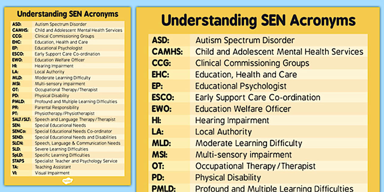 Black and White Understanding SEN Acronyms (teacher made)