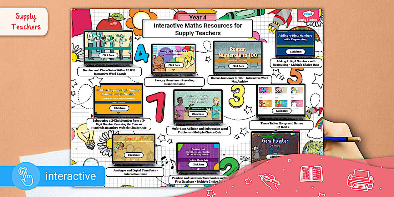 👉 Interactive Year 4 Maths Resources for Supply Teachers