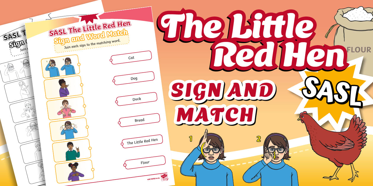 FP - SASL - The Little Red Hen Sign and Word Match - (CAPS)