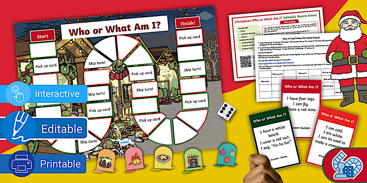 Christmas Who or What Am I Board Game Printable - Twinkl