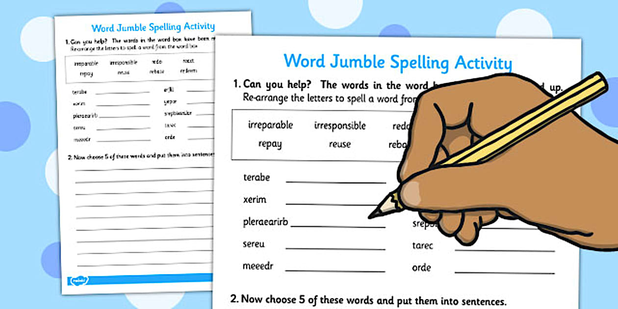 Prefixes 'ir' And 're' Word Jumble Activity (teacher made)