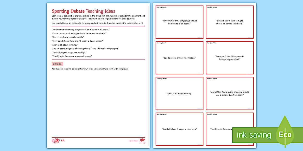 Sporting Debates Worksheet (teacher made) - Twinkl