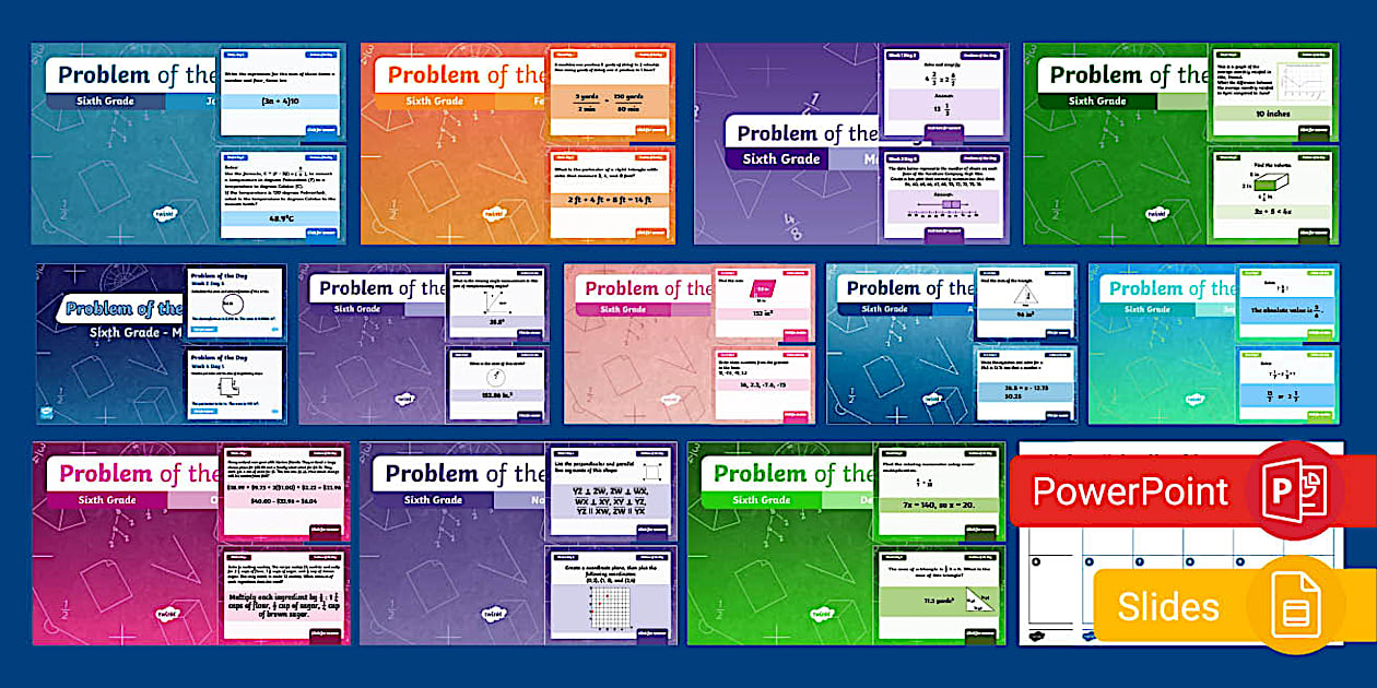 Sixth Grade Math Problem of Day: 12-Months of PowerPoints Pack