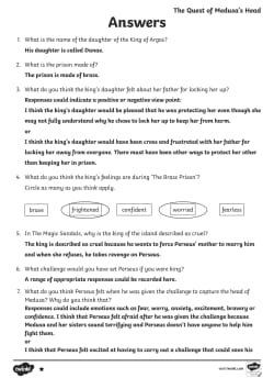Medusa - The Quest of Perseus Differentiated Reading Comprehension Activity