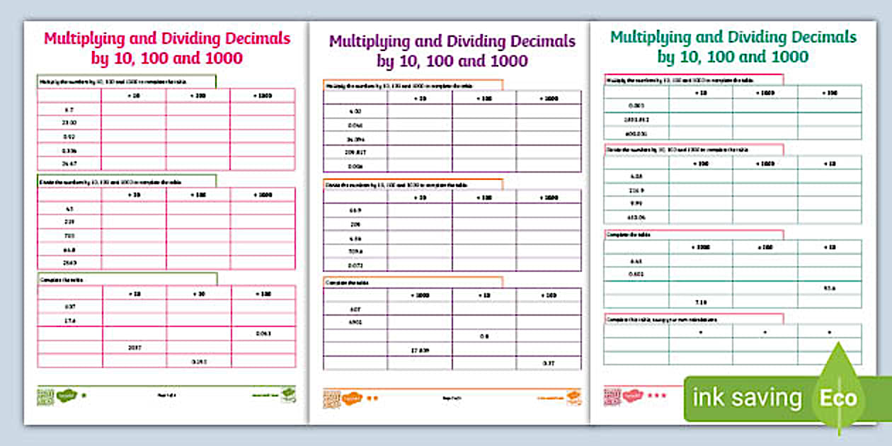 Multiplying and Dividing Decimals | Multiplication - Twinkl