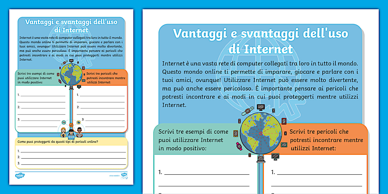 Vantaggi e svantaggi dell'uso di Internet - Twinkl