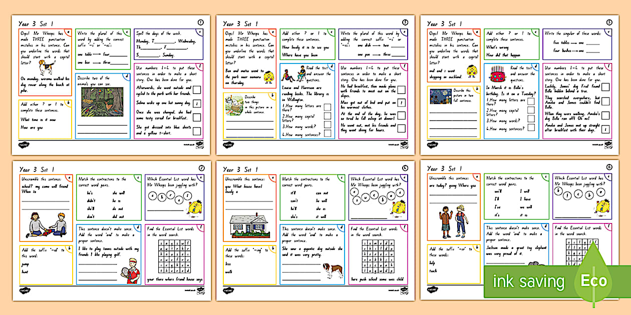 New Zealand Year 3 Spelling, Punctuation and Grammar Mats