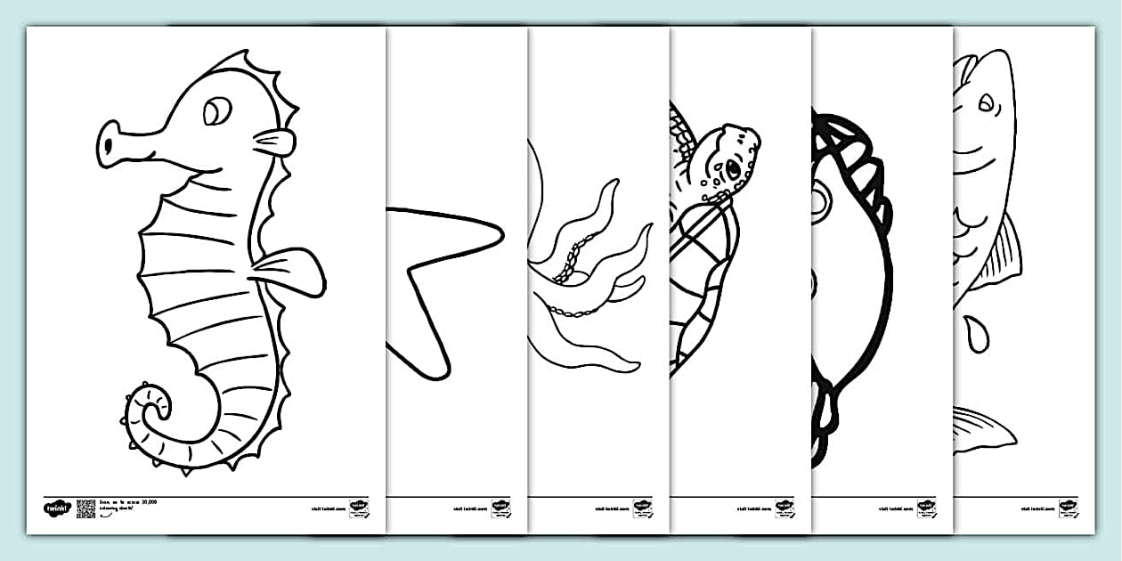Friendly Sea Creatures Colouring Pages | Twinkl CA - Twinkl