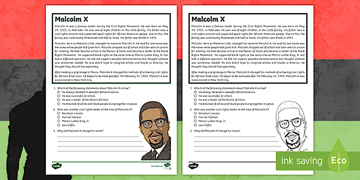 5th Grade Malcolm X Reading Comprehension | BHM | Twinkl USA
