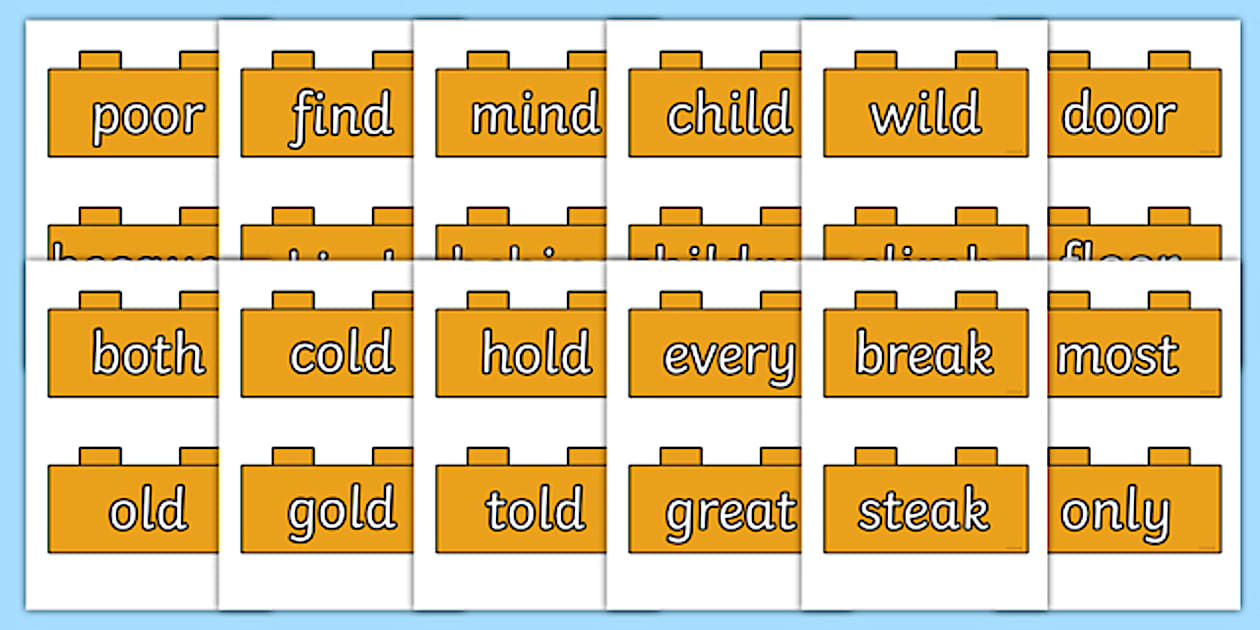 Cursive Year 2 Common Exception Words on Bricks - Twinkl