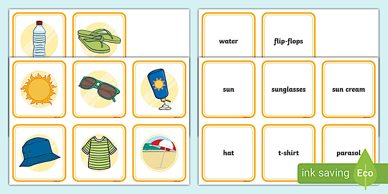 Sun Safety Matching Cards (teacher made) - Twinkl