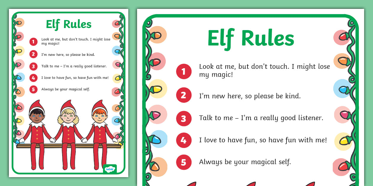 Elf Rules Editable Display Poster | Christmas | Twinkl EYFS