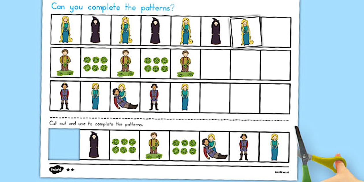 Higher Ability Rapunzel Complete the Pattern Worksheets
