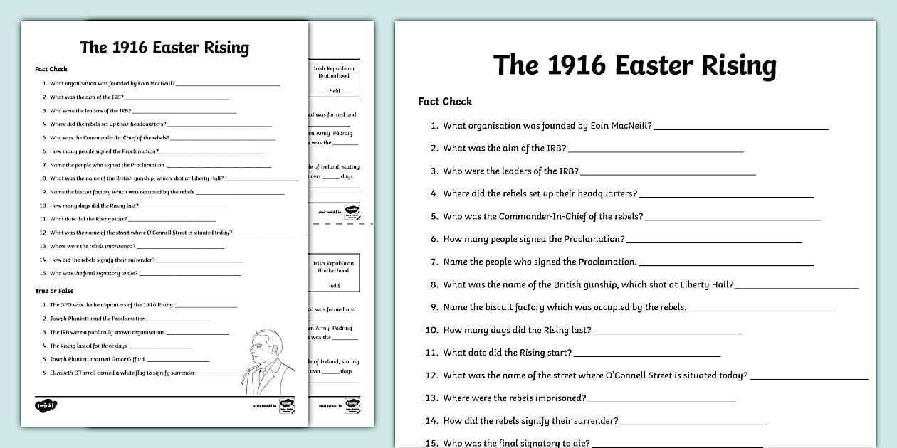 1916 Rising Fact Check Activities (teacher made) - Twinkl