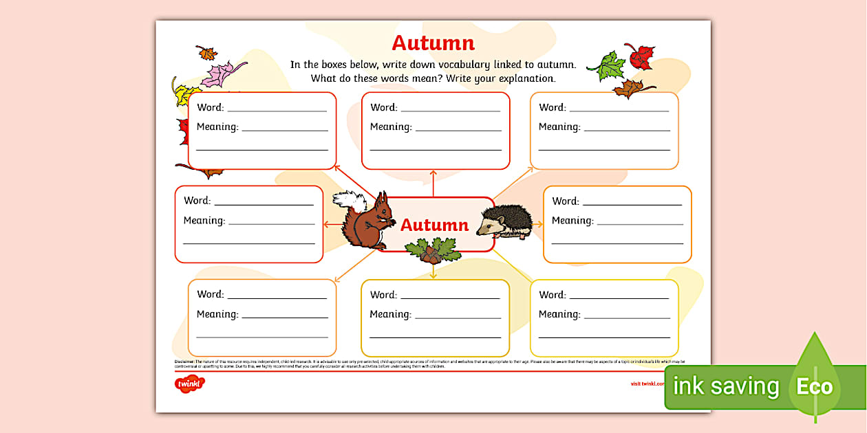 Autumn Vocabulary Mind Map (teacher made) - Twinkl