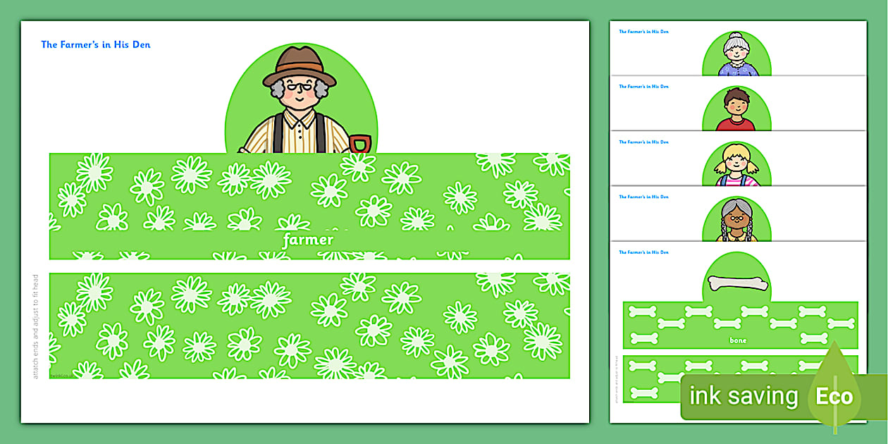 The Farmer's in His Den Role Play Headbands (teacher made)