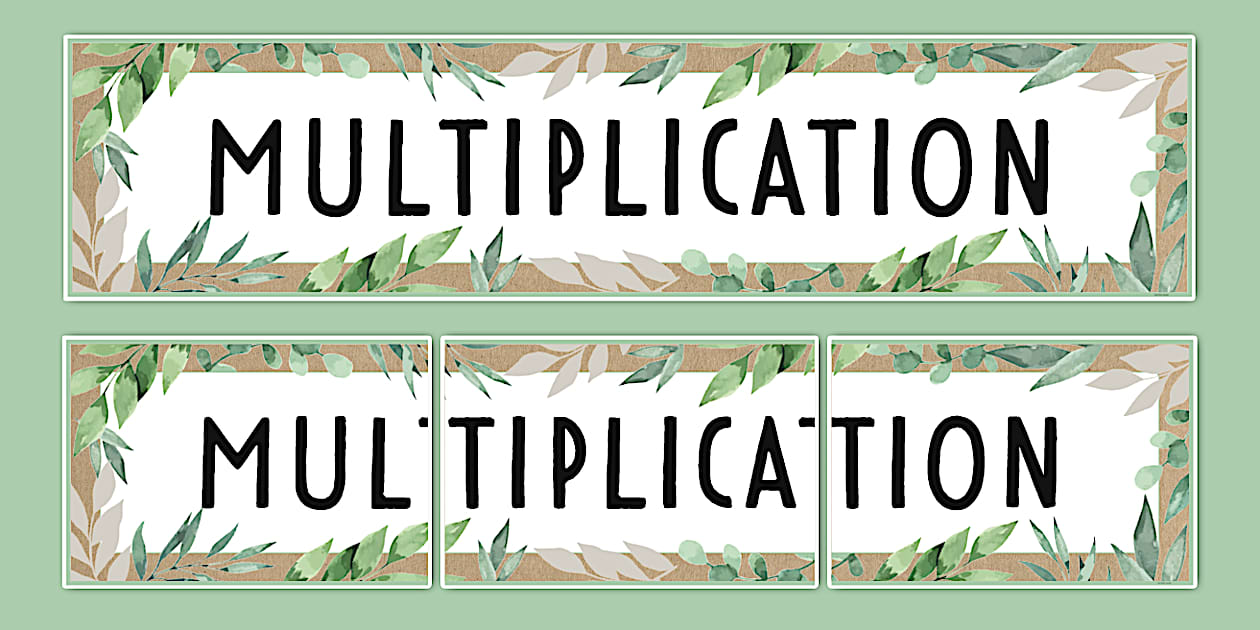 👉 Muted Botanical-Themed Multiplication Display Banner