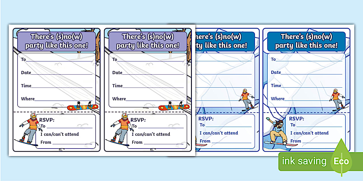 Snowboarding-Themed Party Invitations | Twinkl Party | KS1
