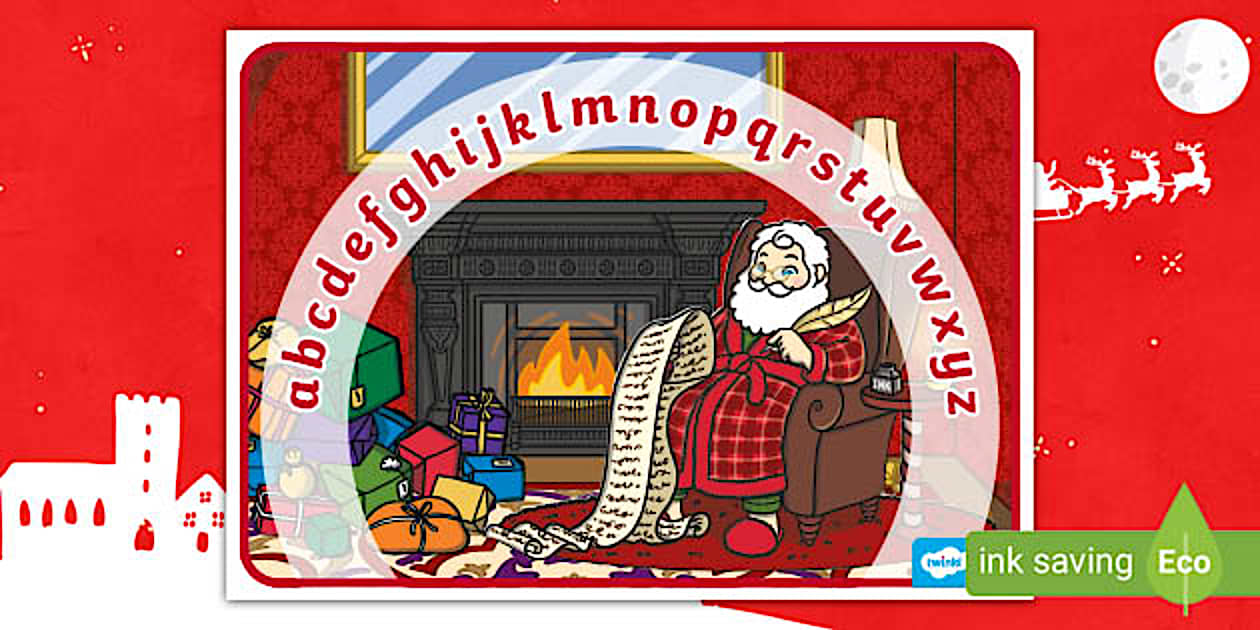 Cursive Christmas Themed Lower Case Alphabet Arc - Twinkl