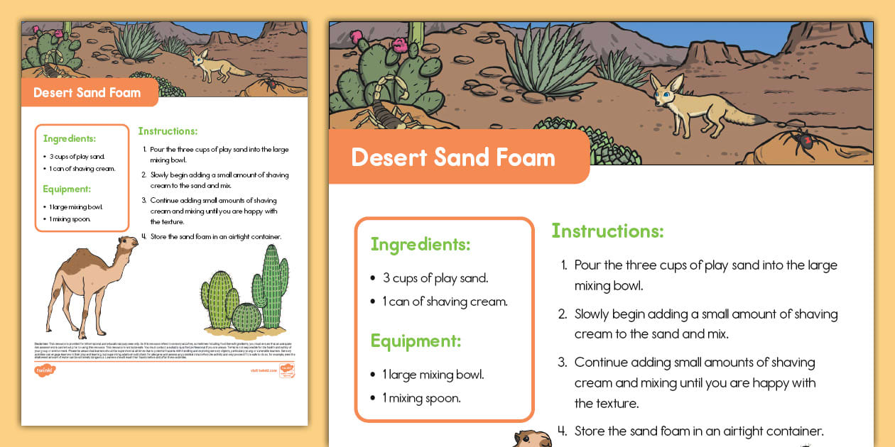 Desert Sand Foam Recipe - Twinkl