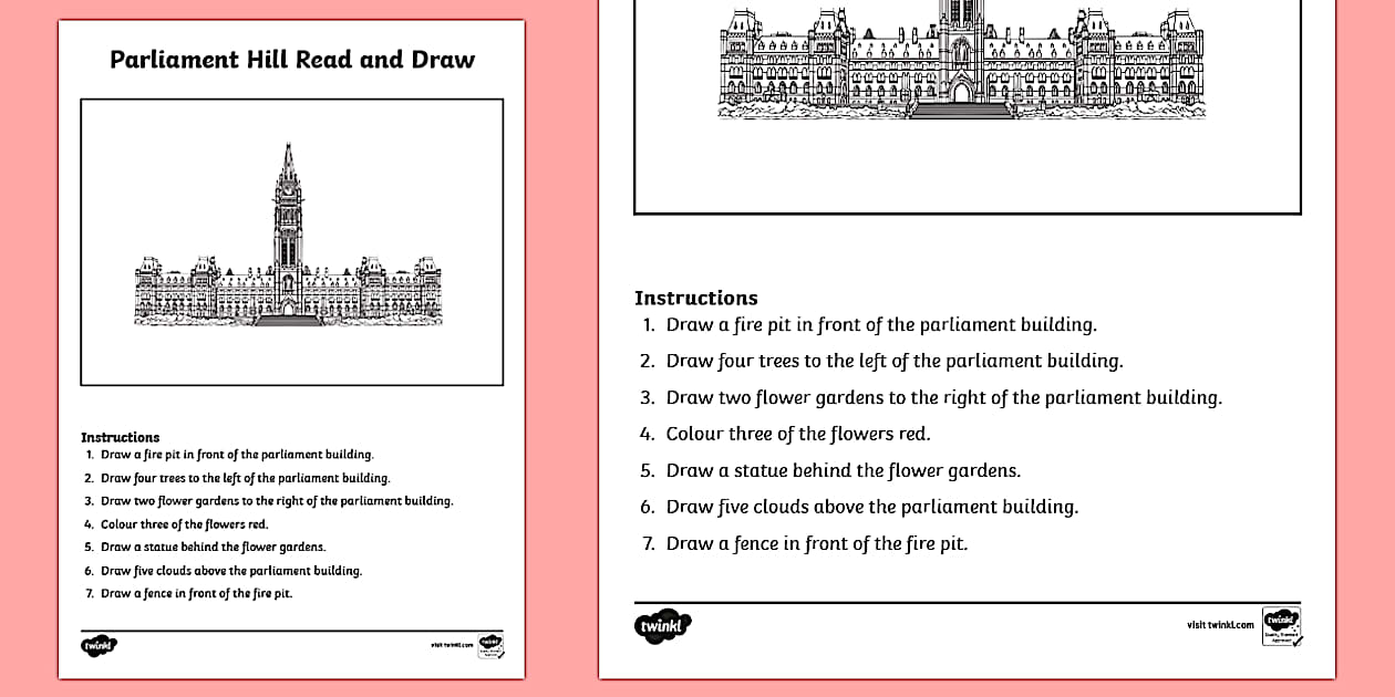 Canada's Parliament Building Read and Draw Worksheet / Worksheet