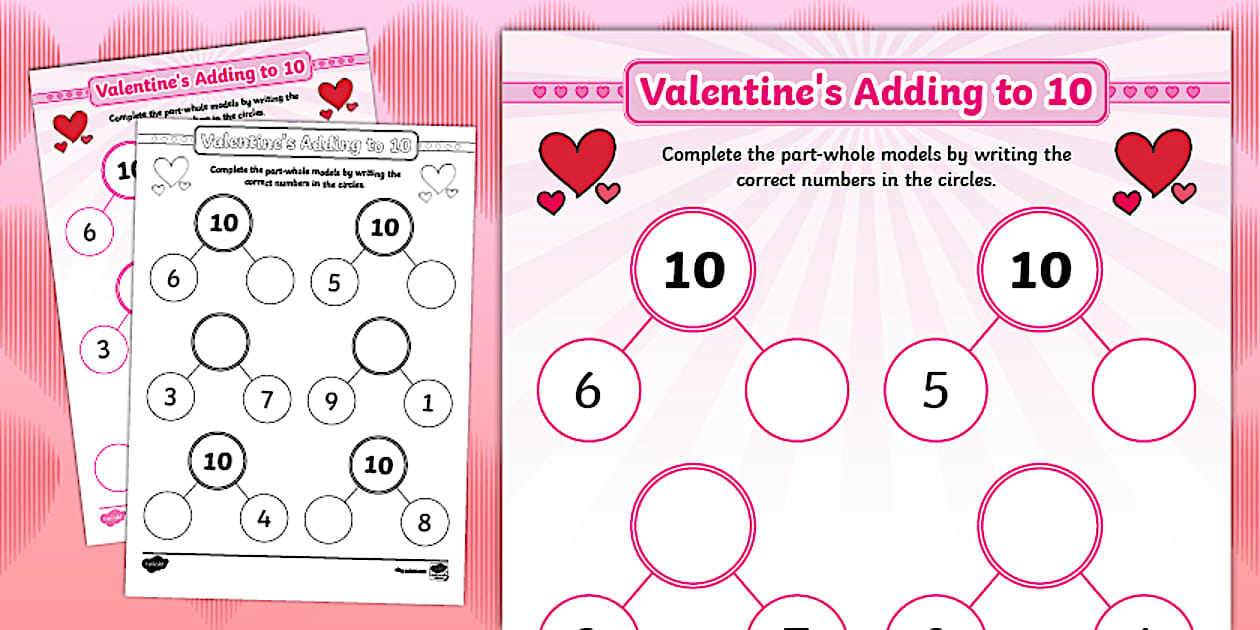 👉 * NEW * Valentine's Adding to 10 Activity Sheet