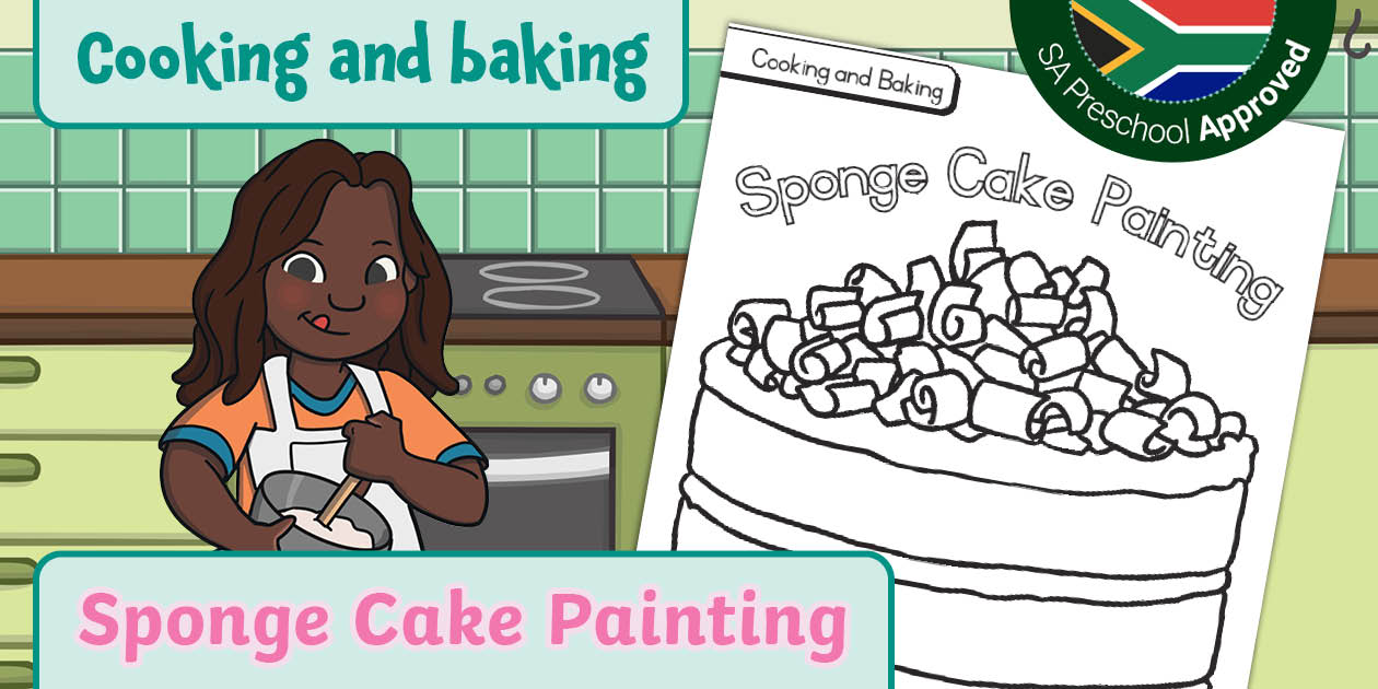 Preschool: Cooking & Baking- Sponge Cake Painting Worksheet