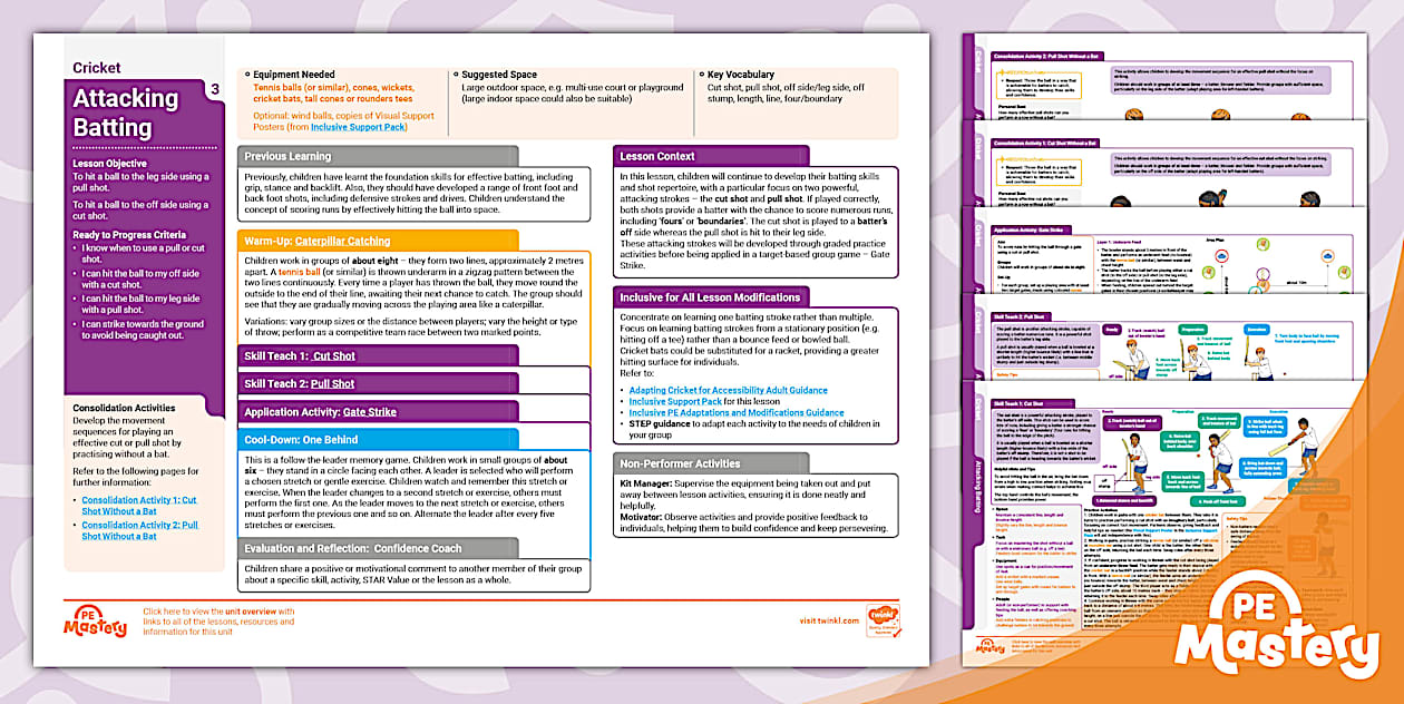 PE Mastery: UKS2 Cricket Lesson - Attacking Batting - Twinkl