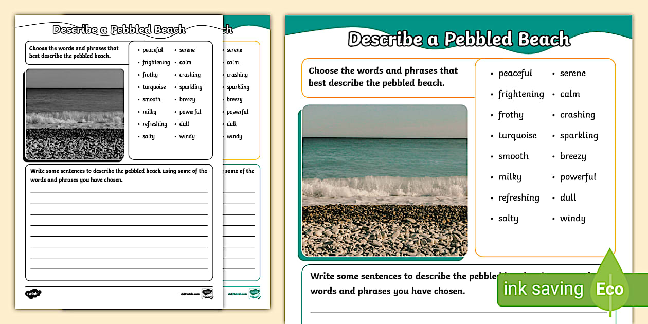 Describe a Pebble Beach Writing Activity (teacher made)
