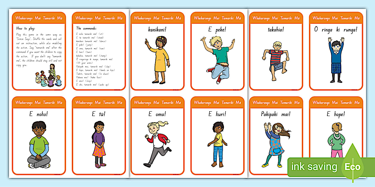 Simon Says Game in Te Reo Māori - Whakarongo Mai Tamariki Mā