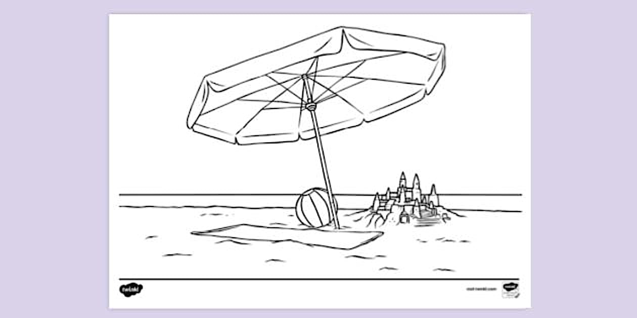Sandcastle Beach Colouring Sheet | Colouring Sheets