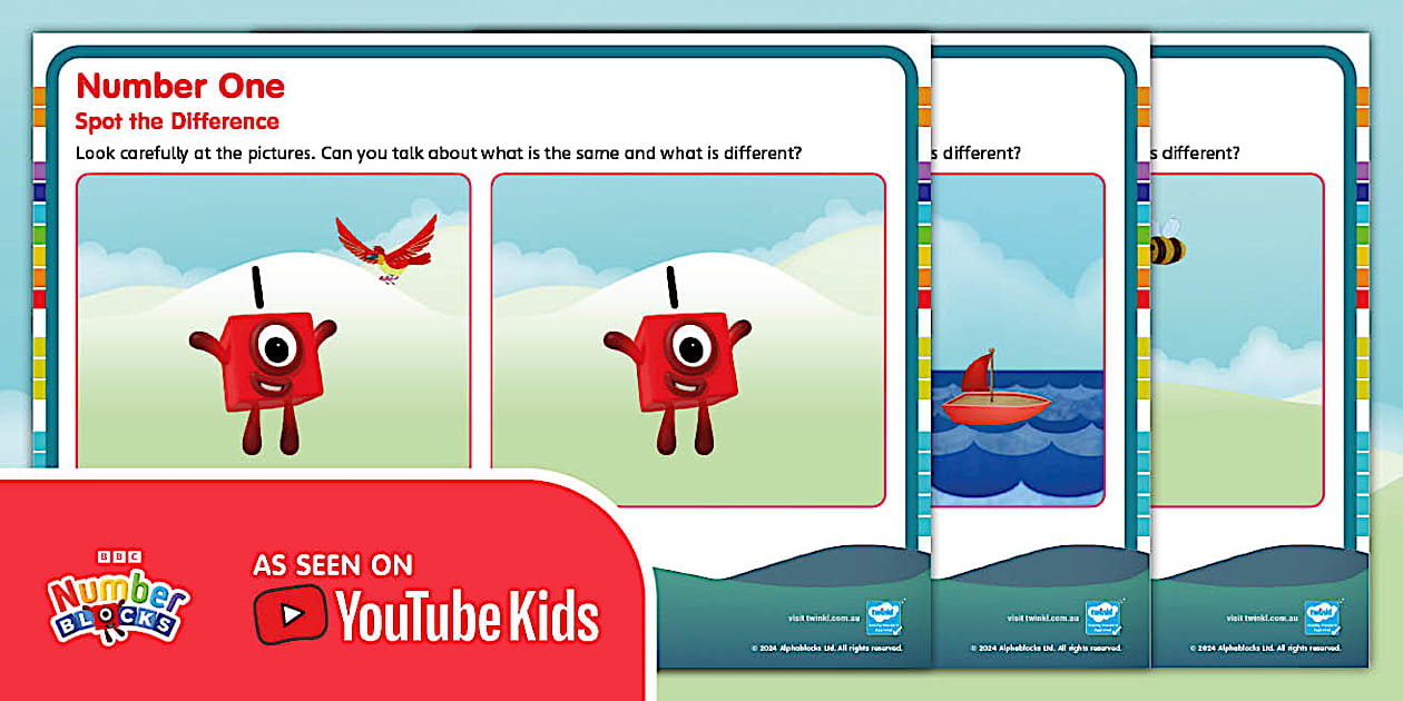 Numberblocks: One Wonderful World Spot the Difference Posters