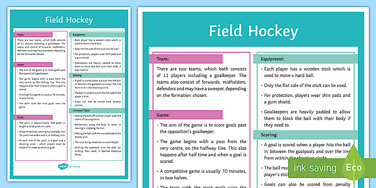 Hockey: Basic Rules Display Poster (teacher made) - Twinkl