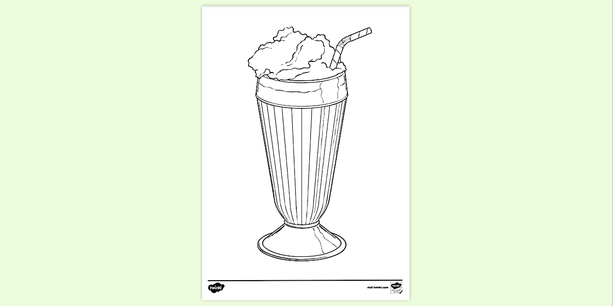Green Milkshake Colouring Sheet | Colouring Sheets - Twinkl