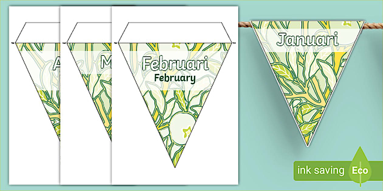 Months of the Year Bunting Indonesian (Teacher-Made)