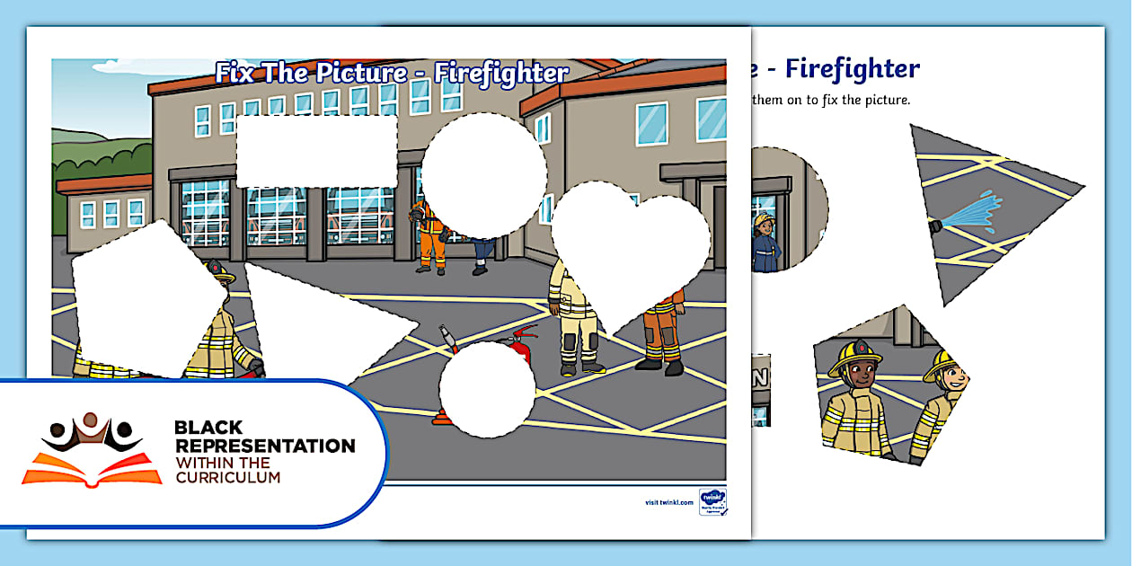 EYFS Diverse Firefighters Fix the Picture Activity - Twinkl