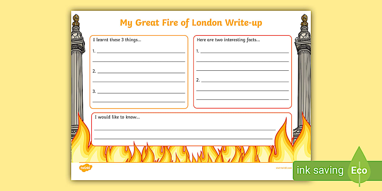 Editable The Great Fire of London Write Up Worksheet