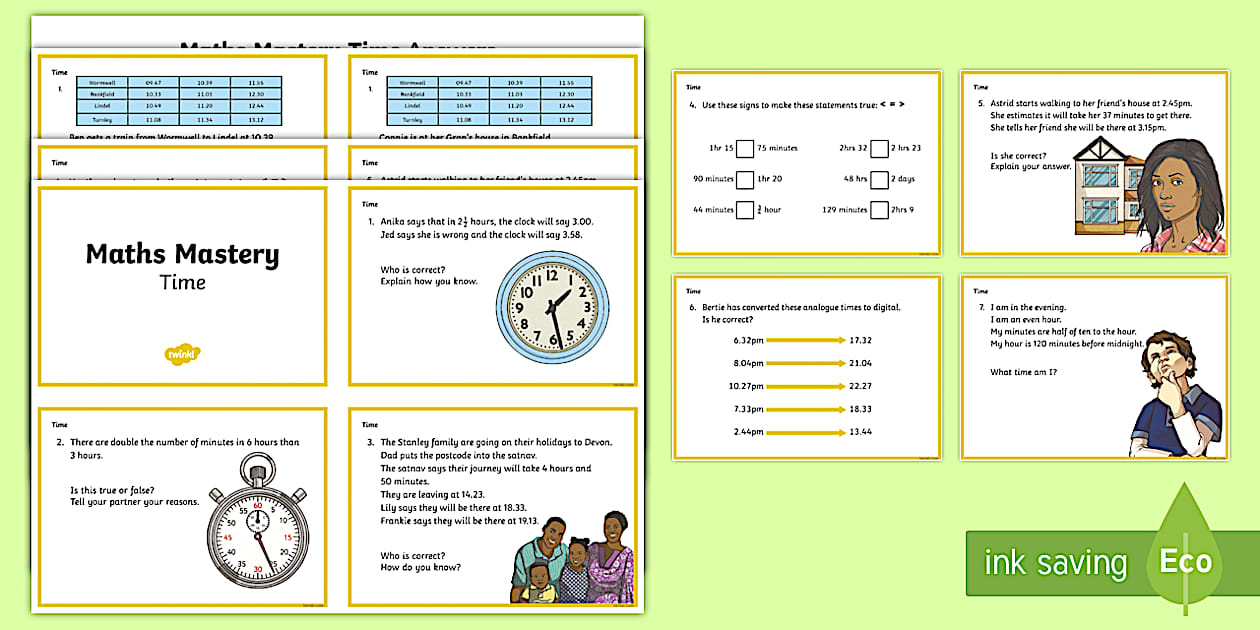 Year 3 Time Maths Questions Mastery Challenge Cards - KS2