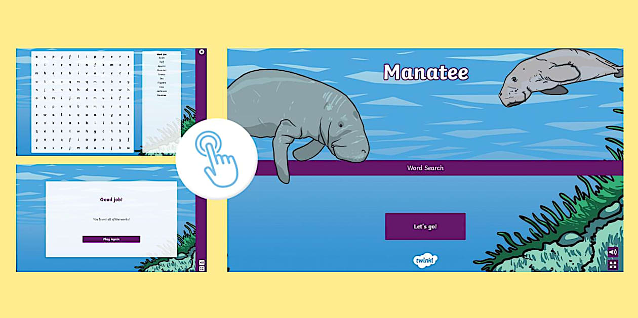 Interactive Manatee Word Search (Teacher-Made) - Twinkl