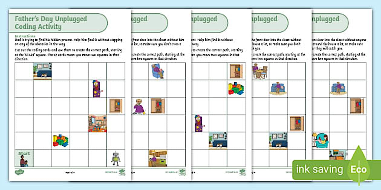 Father's Day Unplugged Coding (teacher made) - Twinkl