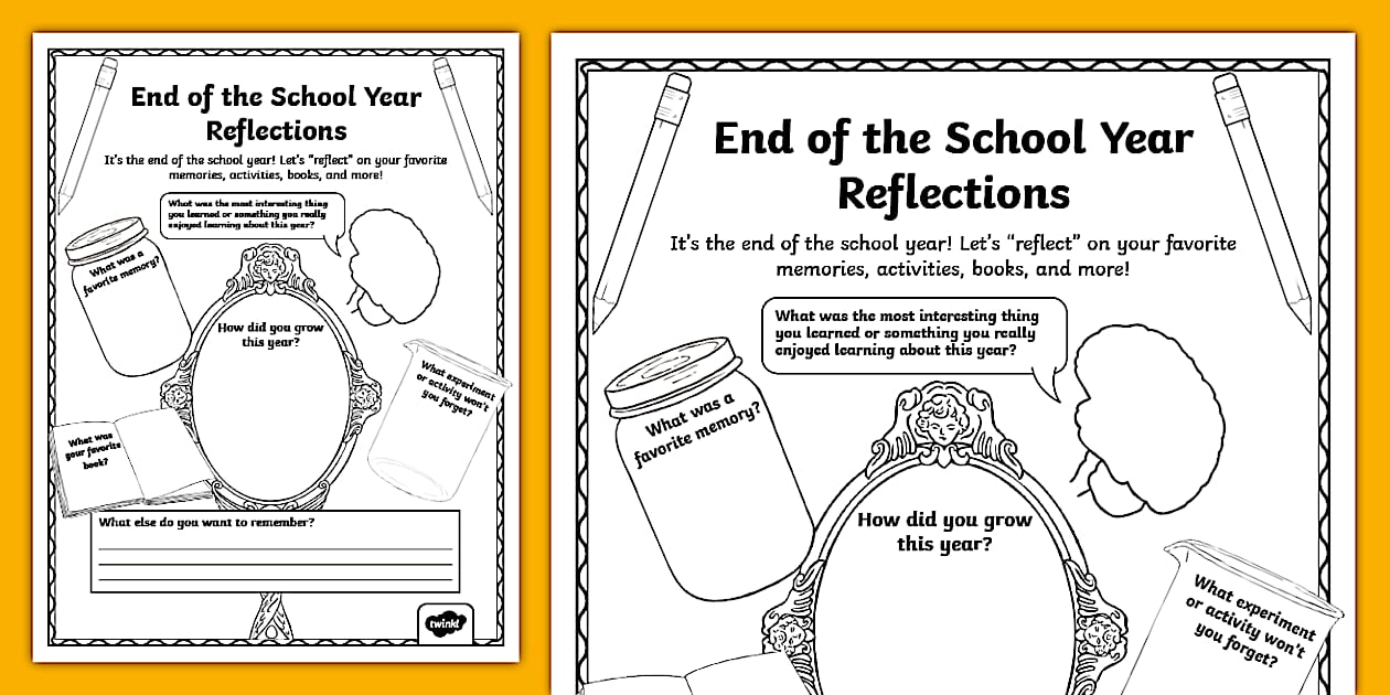 End of the School Year Reflections Worksheet for 3rd-5th Grade