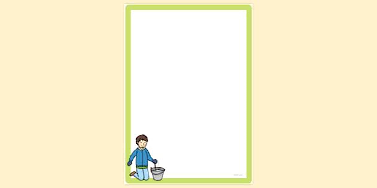 Simple Blank Boy Putting Out Sparkler in Bucket Page Border | Page ...