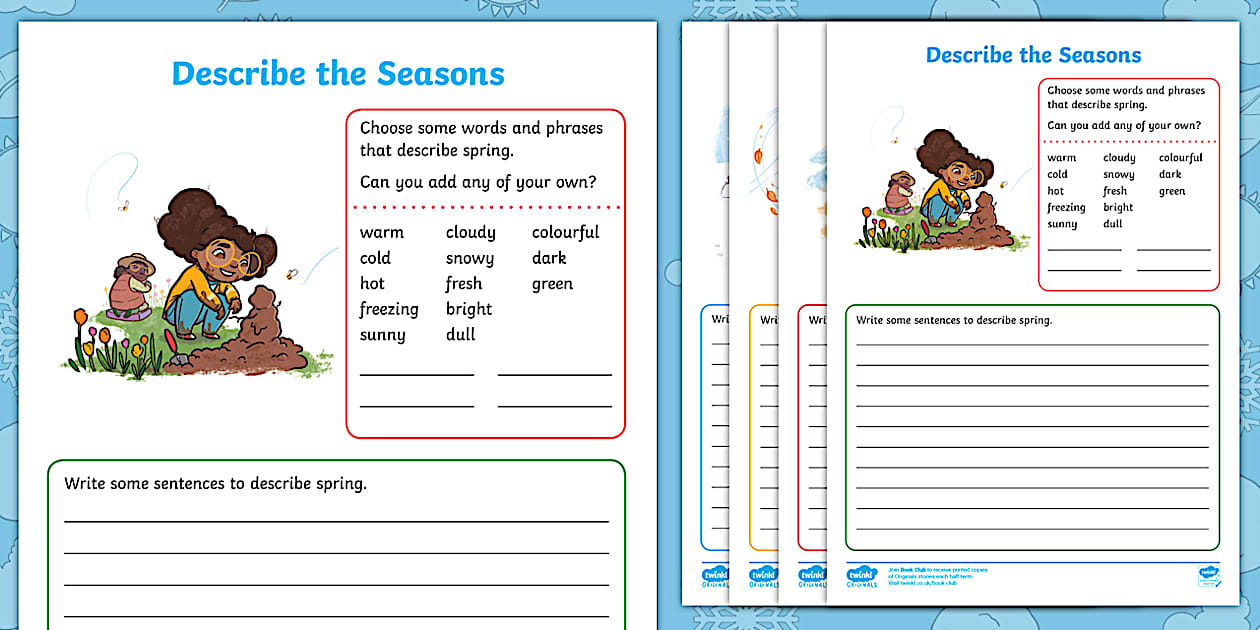 Describe the Seasons Writing Worksheets | Primary Resource
