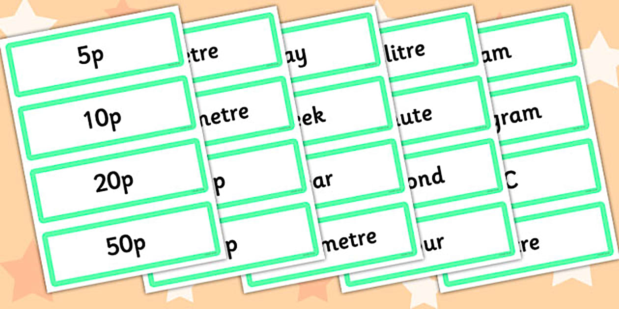 Measures Vocabulary and Picture Card Games Word Cards - word cards